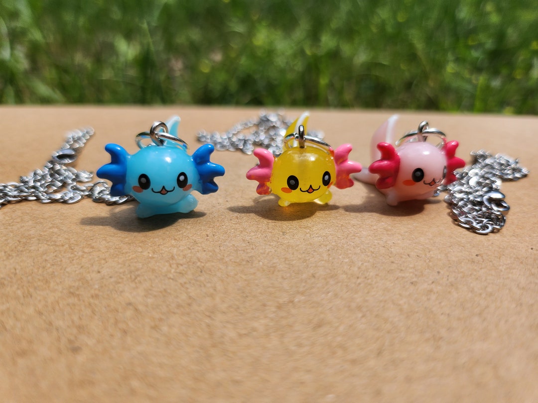 Colorful Axolotl Charm Necklace - Etsy