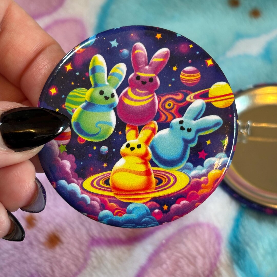 Space Peeps Bunny Pin - 2.25” Cute Pastel Easter Button Badge - Etsy