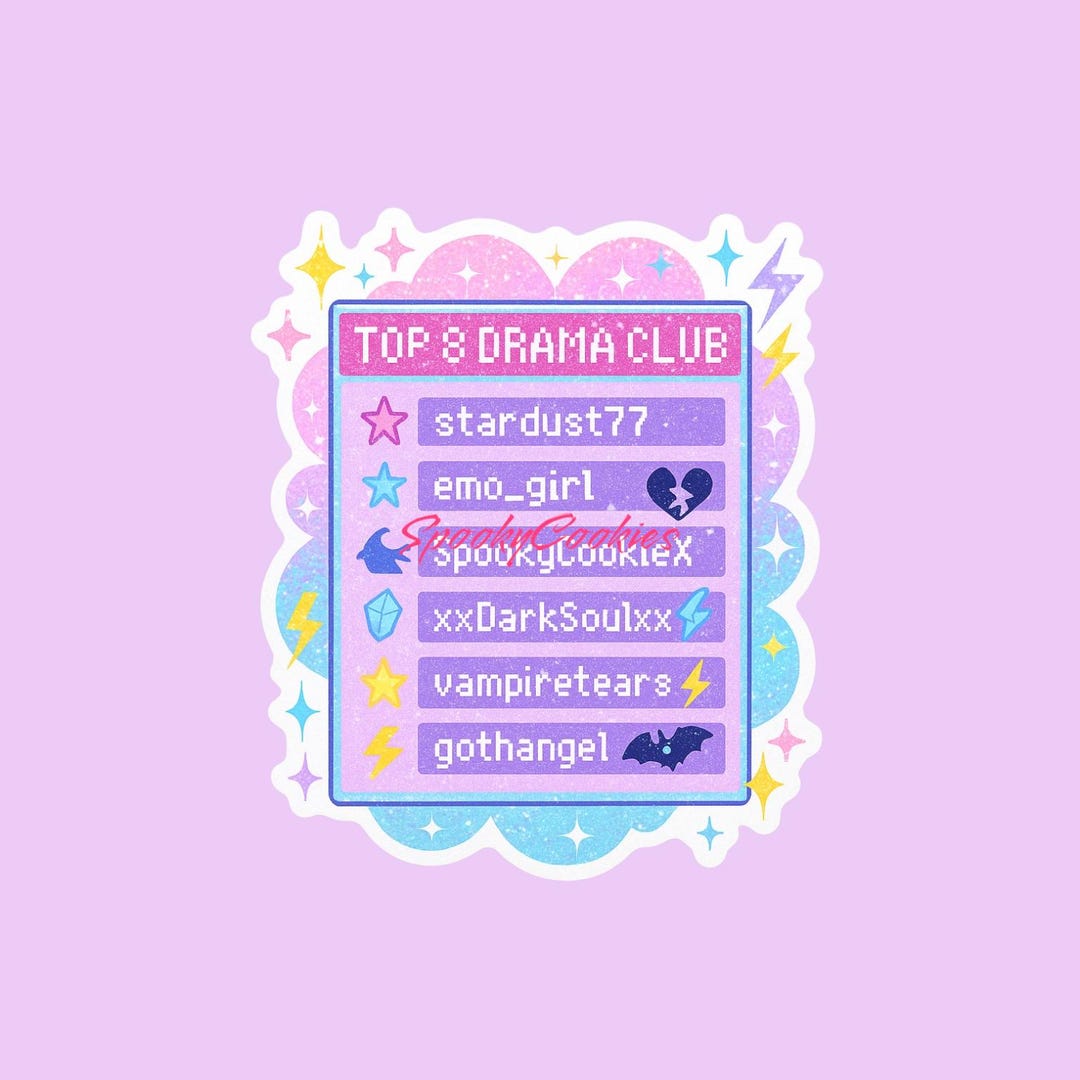 Top 8 Drama Club Sticker – Myspace Revival Scene Kid Aesthetic With ...