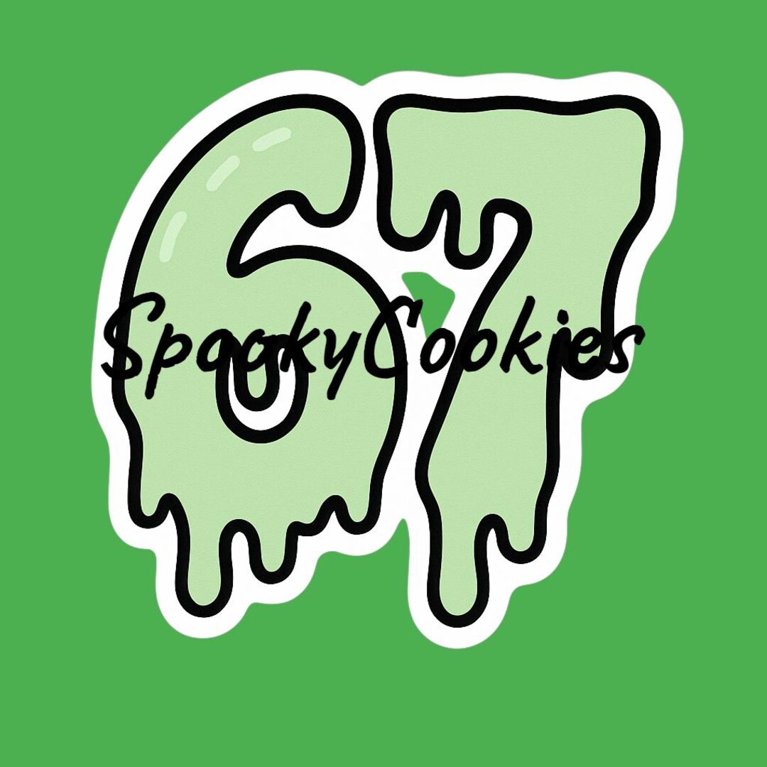 Drippy Slime “67” Sticker – Green Horror Number Decal | Kawaii Goth ...