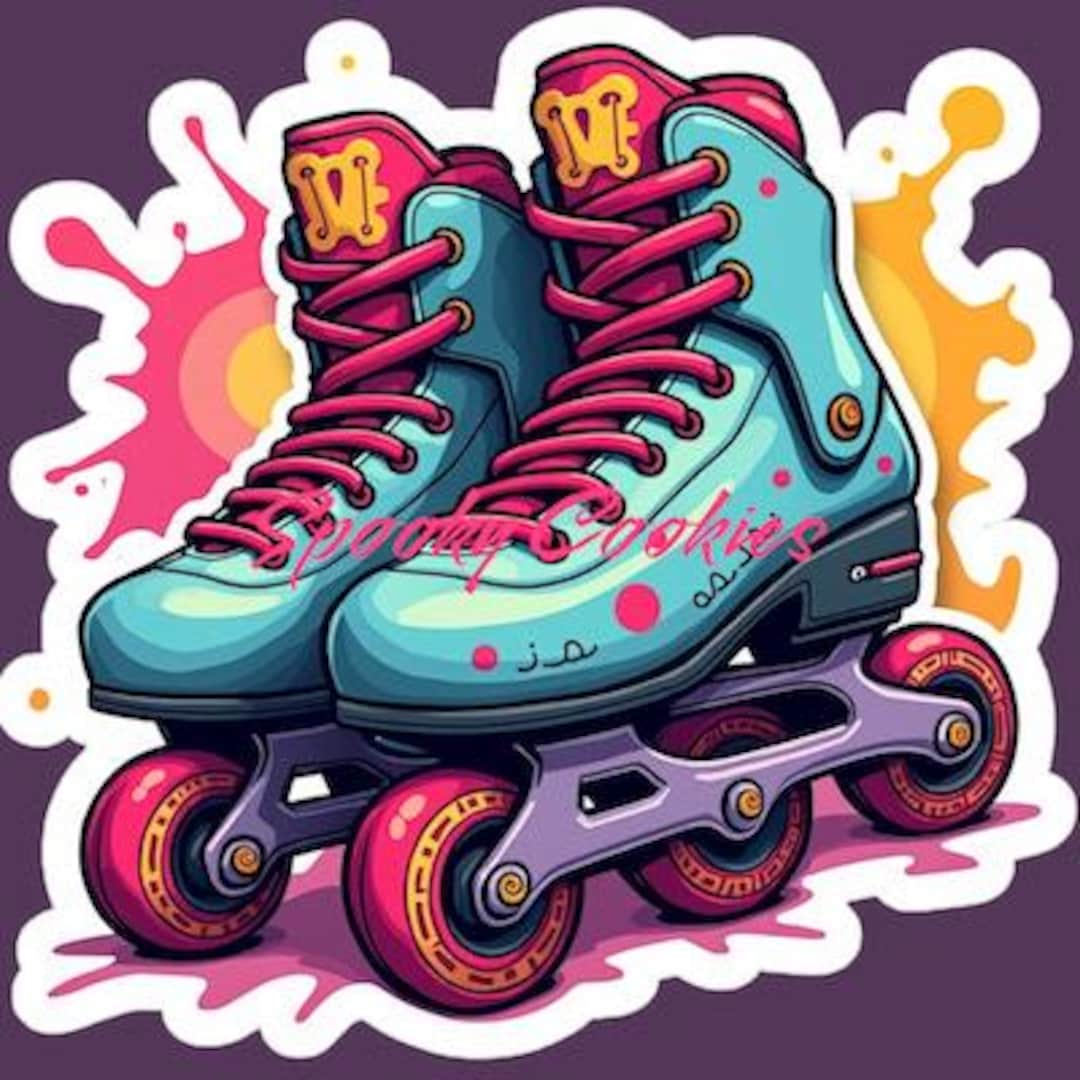 Neon Rollerblades Sticker or Fridge Magnet - Retro 80s 90s Roller ...