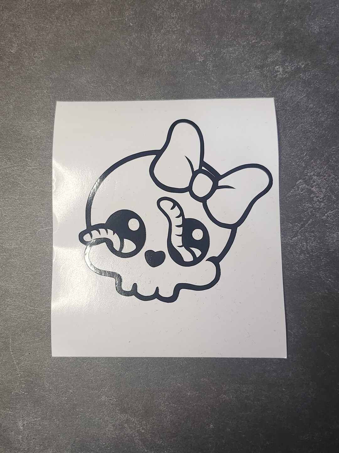 Cute Worm Skull Decal With Bow, Adorable Vinyl Sticker, Perfect for ...