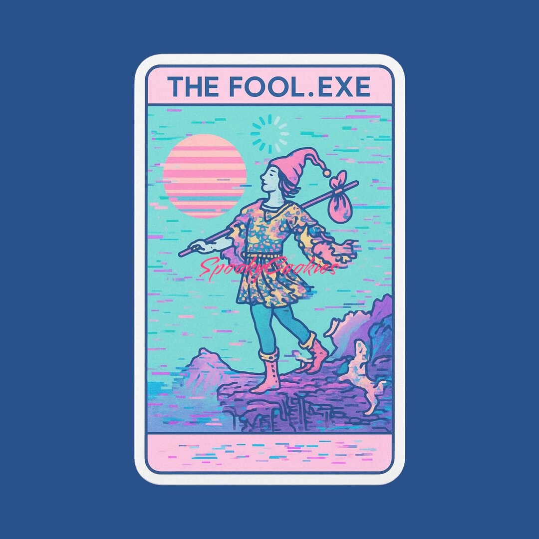 The Fool.exe Sticker – Glitchy Vaporwave Tarot Card With Retro Digital ...