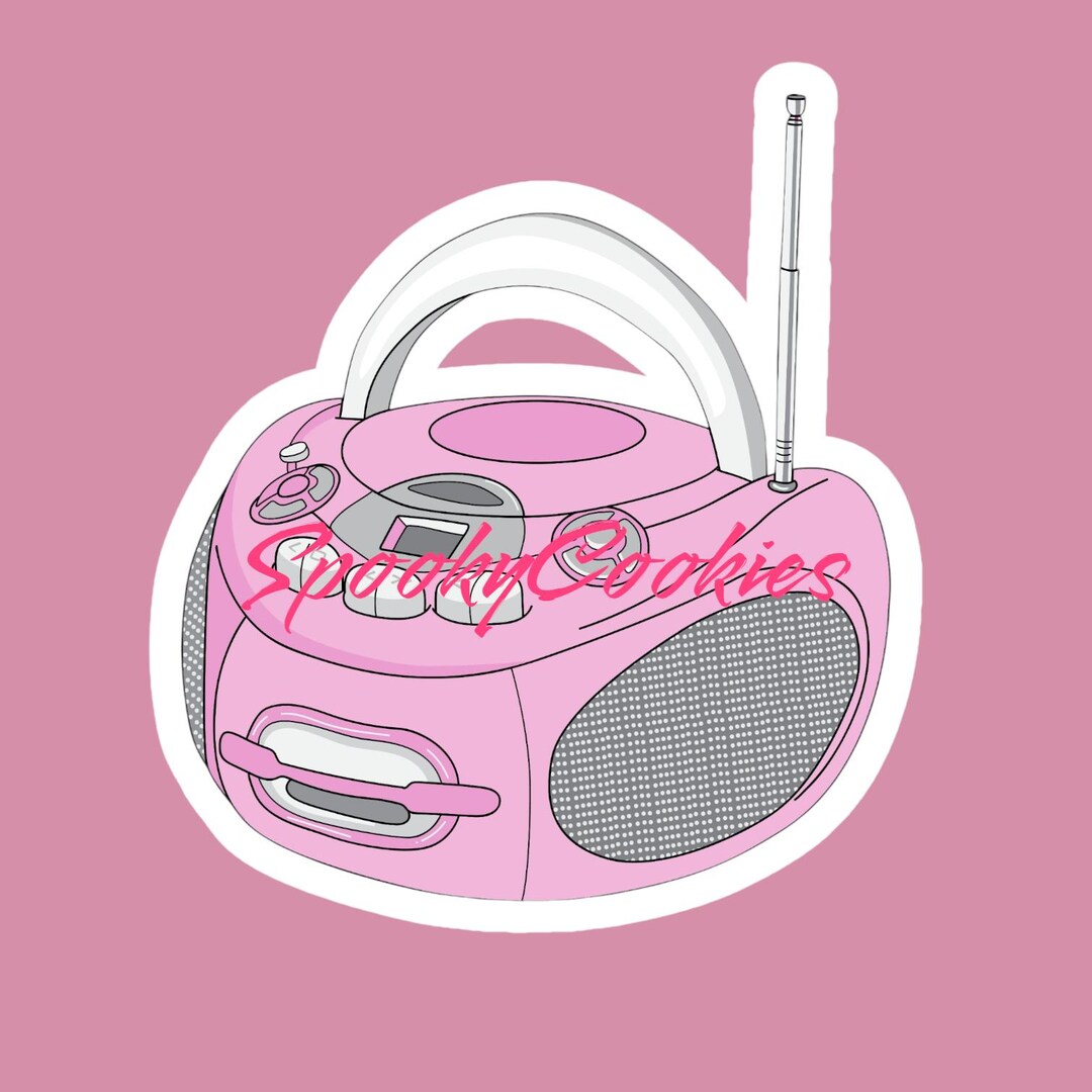 Pink 2000s Stereo Sticker – Retro Y2K Aesthetic Tech Decal, Nostalgic ...