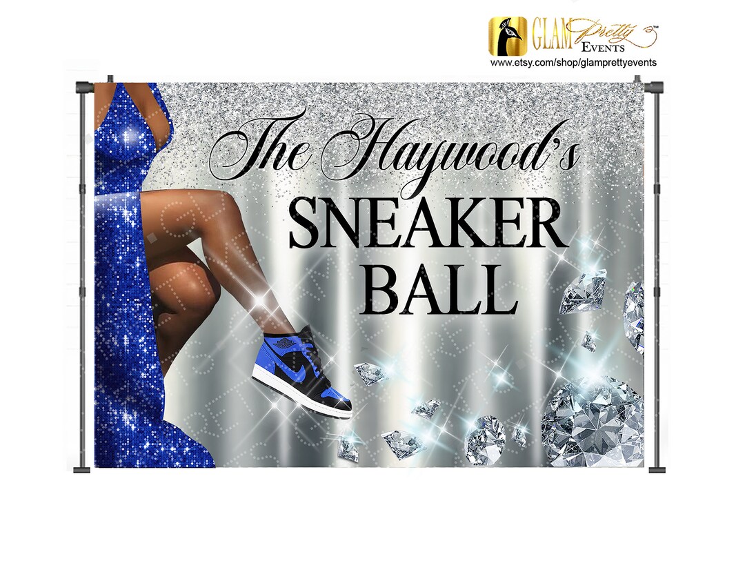 Sneaker Ball Backdrop - Blue Silver Diamonds Artwork for Any Age ...