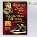 Masquerade Sneaker Ball Red and Gold 50th Any Age Birthday Invitation ...