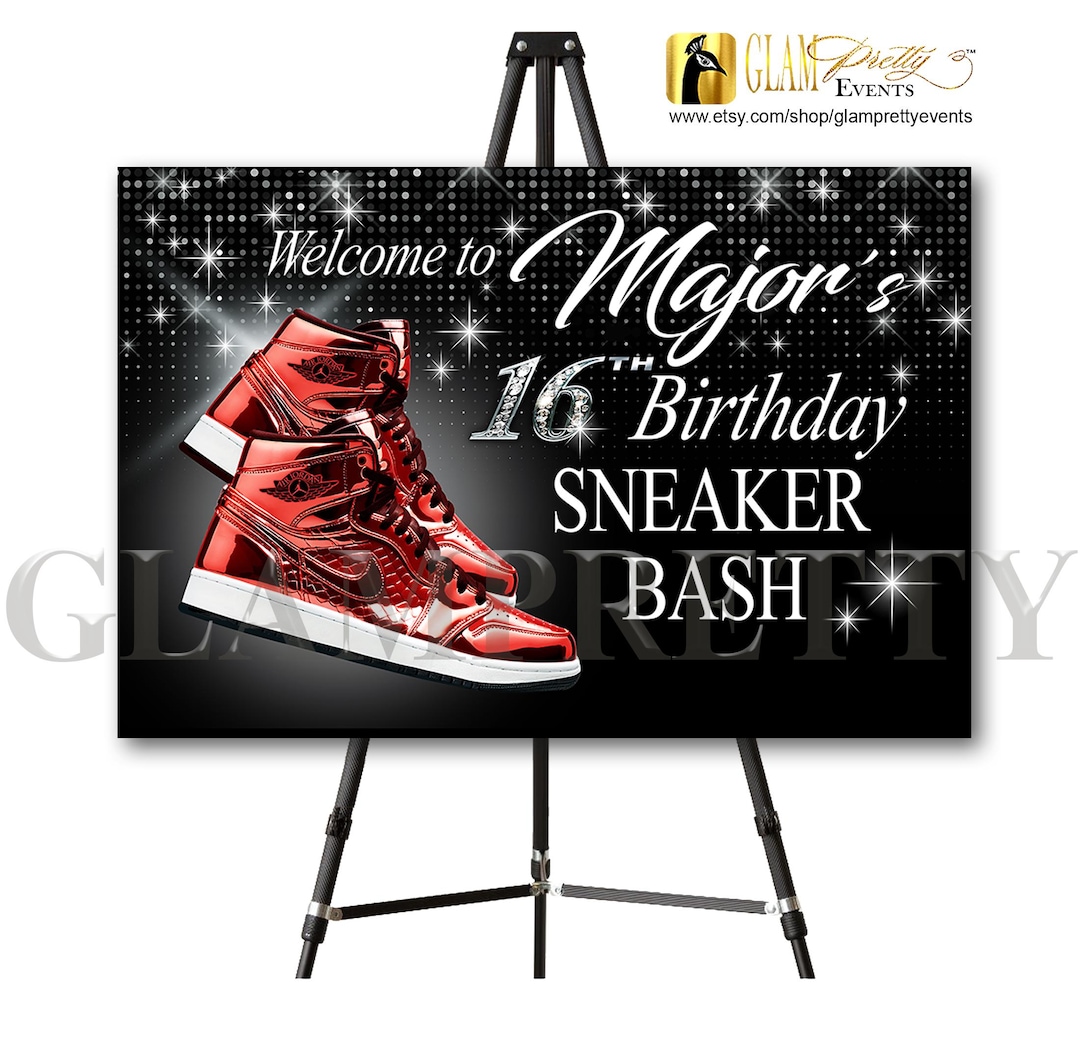 Bling Welcome Sign for Sneaker Ball - Red, Black, White and Silver ...