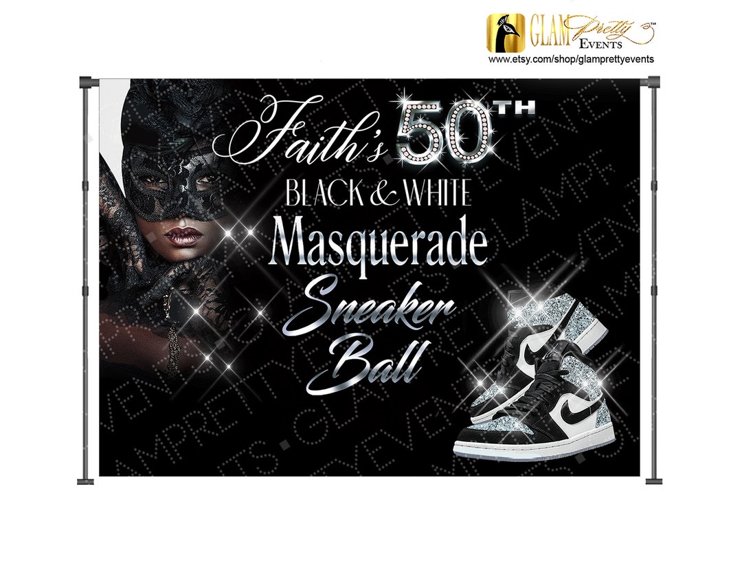 Black Silver Masquerade Sneaker Ball Artwork for 10x8 Backdrop - New ...
