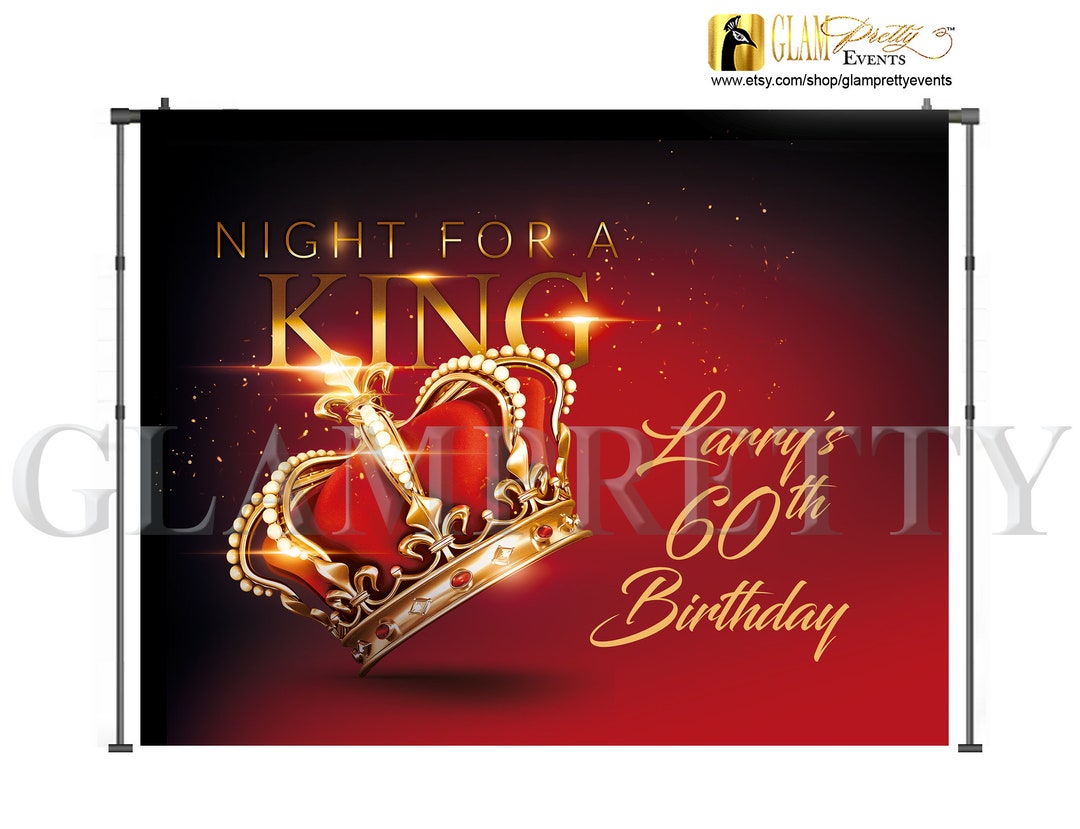 Regal Royal Crown King Birthday Backdrop for Him, Red and Gold Night ...