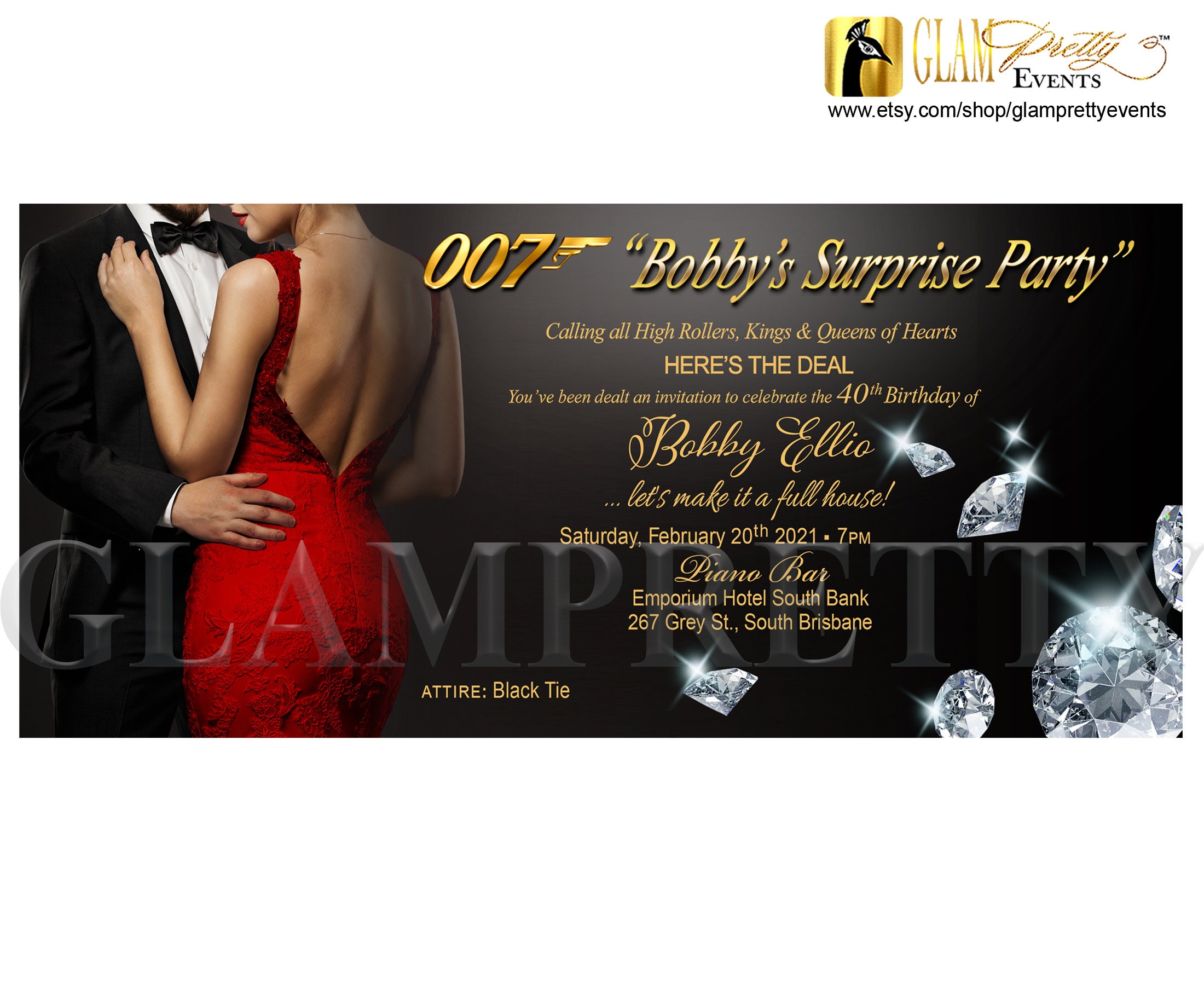 Casino Royale 007 Secret Agent Red Black Gold Las Vegas Theme - Etsy