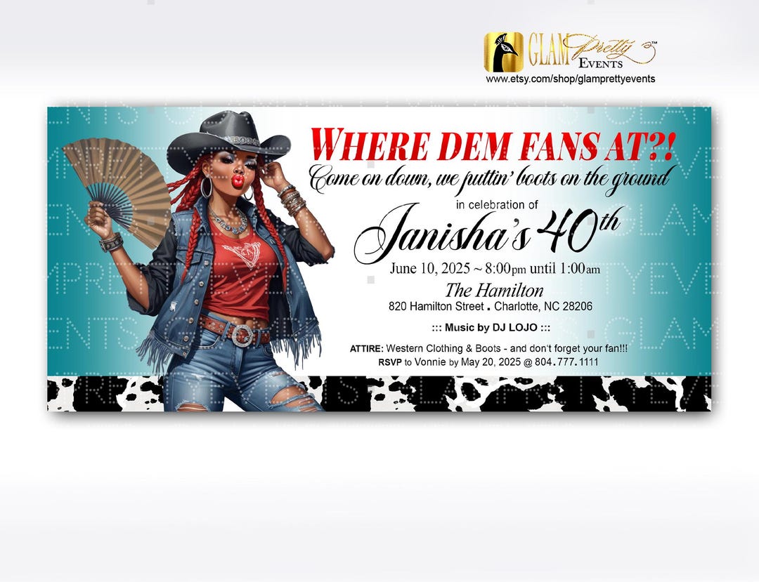 Where Dem Fans at Line Dancing Party Invitation, Boots on the Ground ...