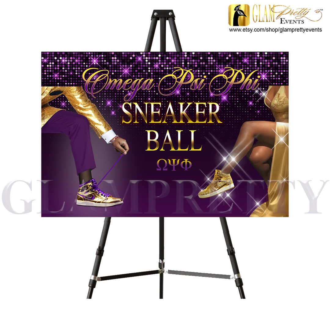 Omega Psi Phi Frat Purple and Gold Sneaker Ball Greek Letters Welcome ...