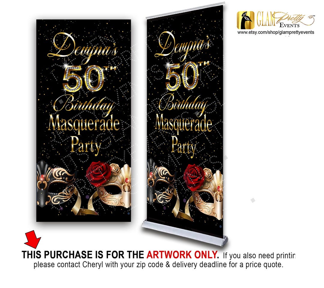 Black and Gold Masquerade Venetian Mask Artwork for Retractable Pop-up ...