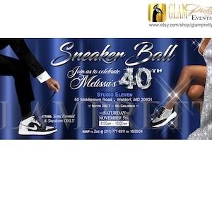 Royal Blue Silver Sneaker Ball 40th Birthday Flyer, Gala Soiree Sneaker ...