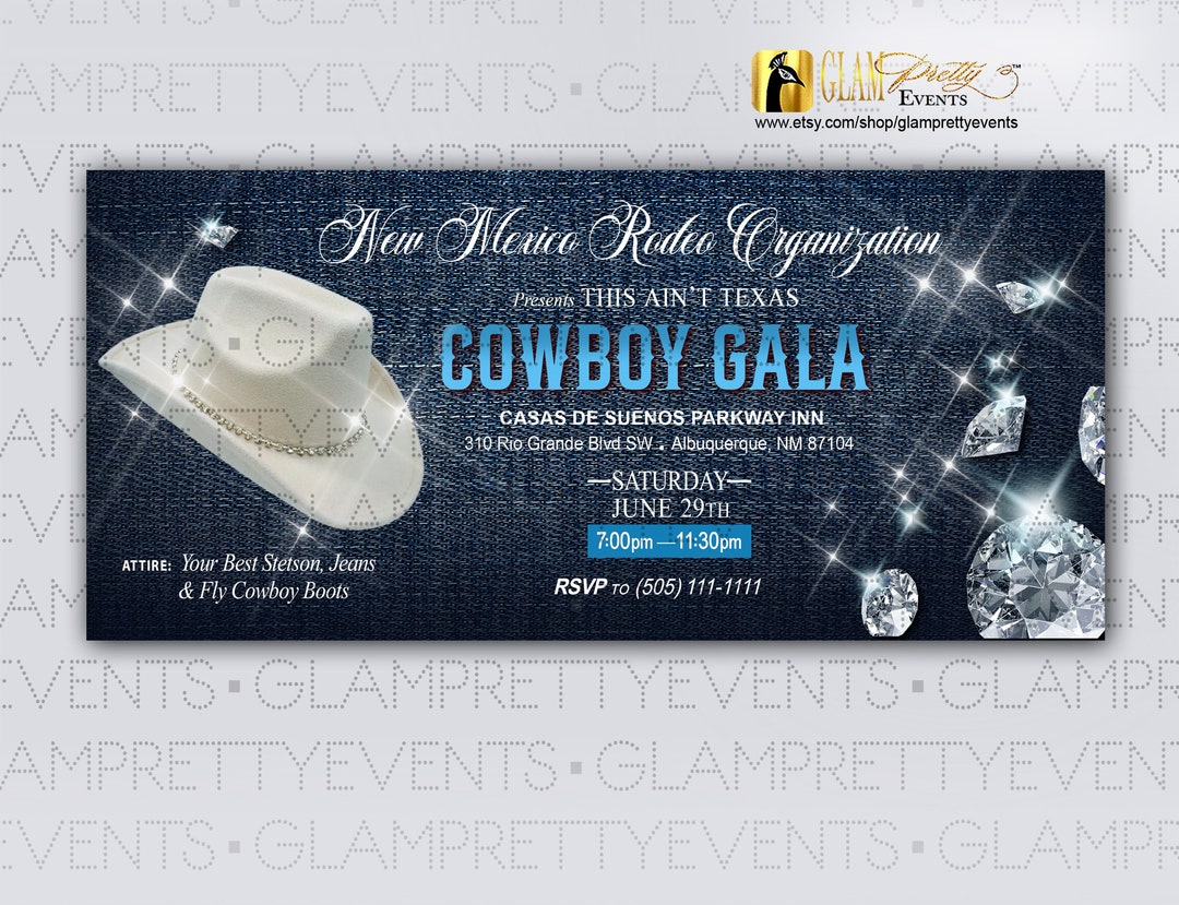 Diamonds and Denim Rodeo Queen Cowgirl Invite, Cowboy Gala Country ...
