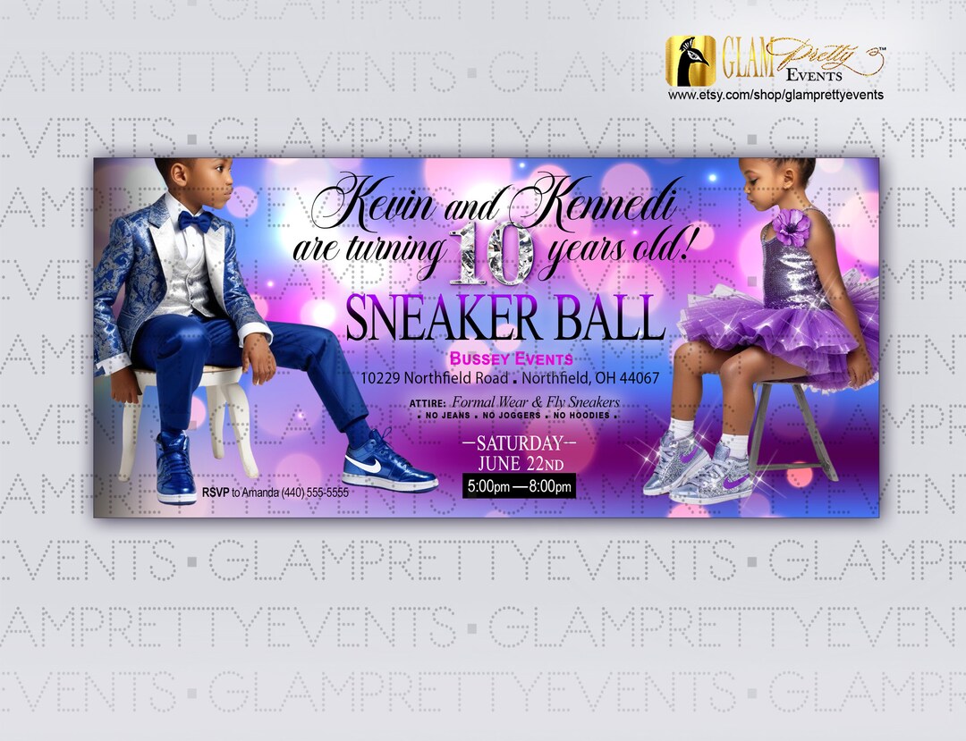 Kids Sneaker Ball Party Purple Lilac Pink Blue Silver Birthday ...