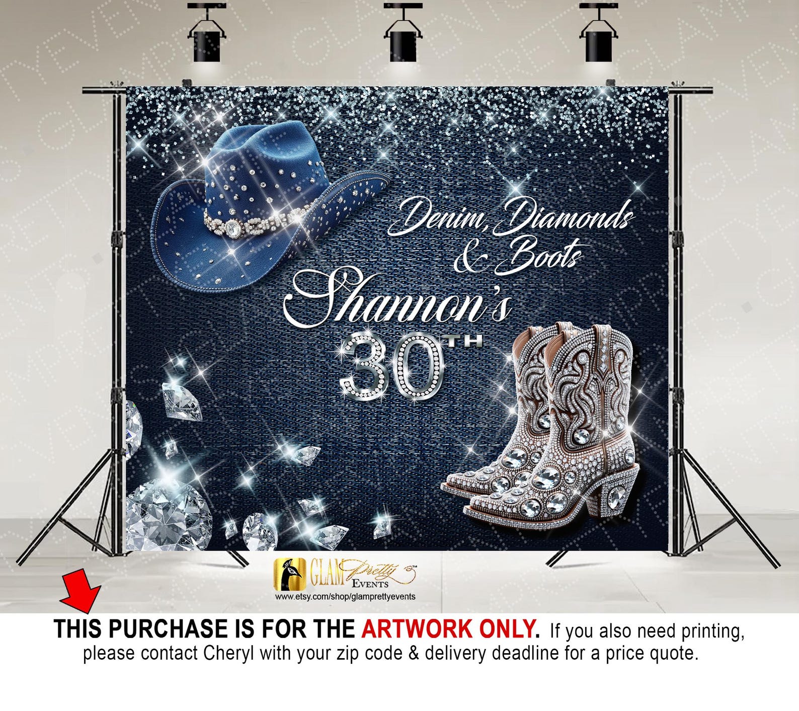 Diamonds, Denim and Boots on the Ground Line Dancing Backdrop, Scootin ...