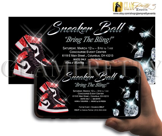 Blinged Out Jordans Sneaker Ball Invite Sneakers & Diamonds - Etsy