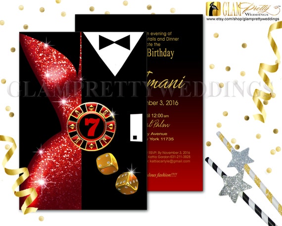 Las Vegas Birthday Party Invitations Vegas Themed Invitation Templates