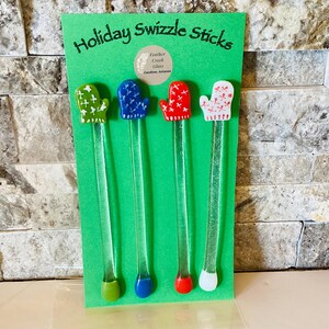 Holiday Fused Glass Swizzle Sticks - Drink Stirs, Coffee and Cocoa ...