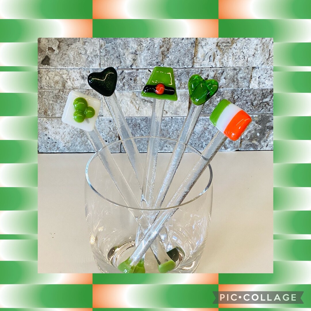 St. Patrick's Day Glass Swizzle Stick: Irish Coffee Stirrer - Etsy