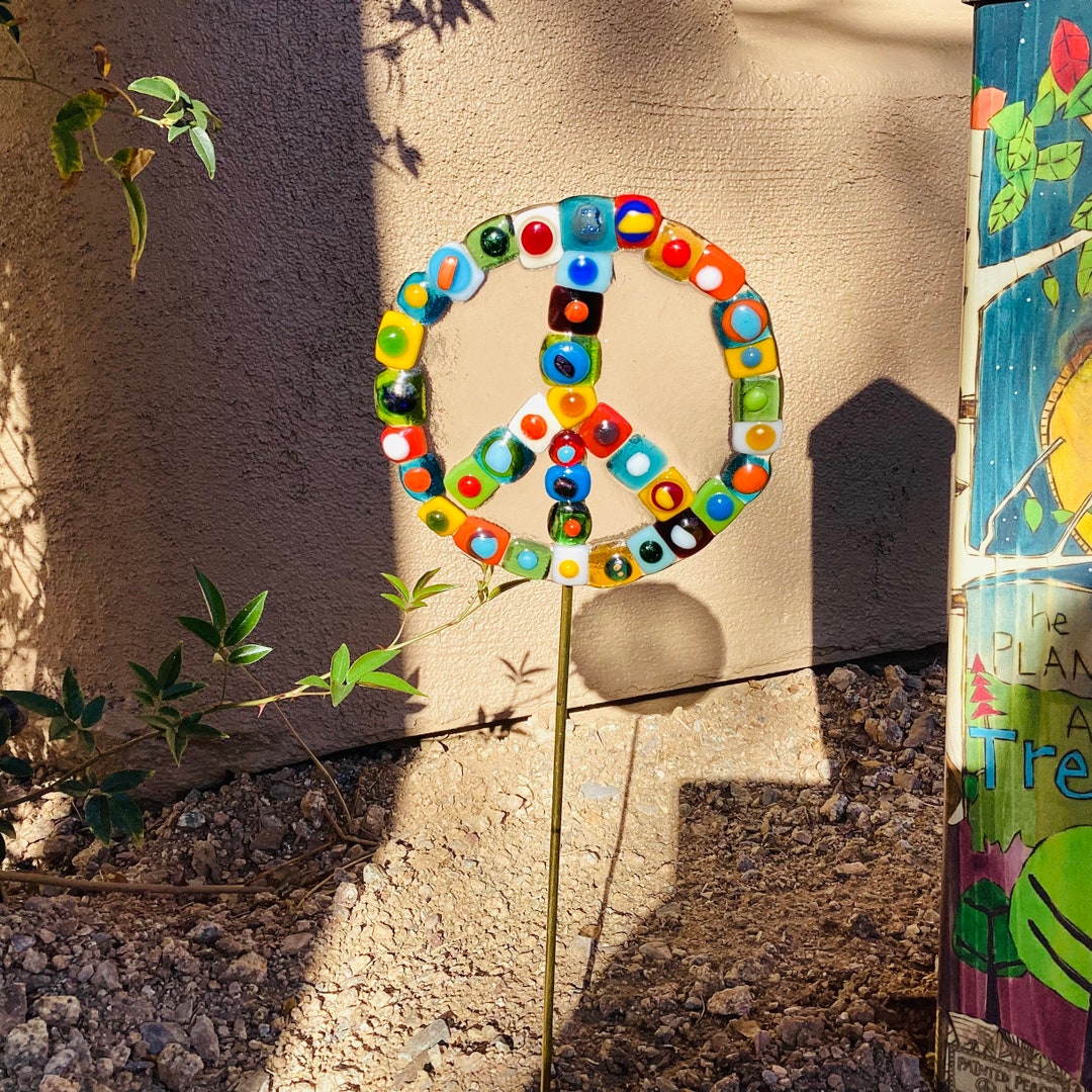 Peace Sign Garden Stake, Glass Hippie Sign Garden Stake, Boho Gift - Etsy