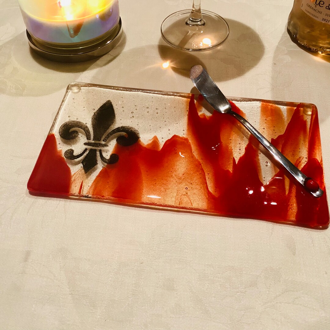 Fleur De Lis Fused Glass Cheese Board, Plate, Appetizer, Serving Tray ...