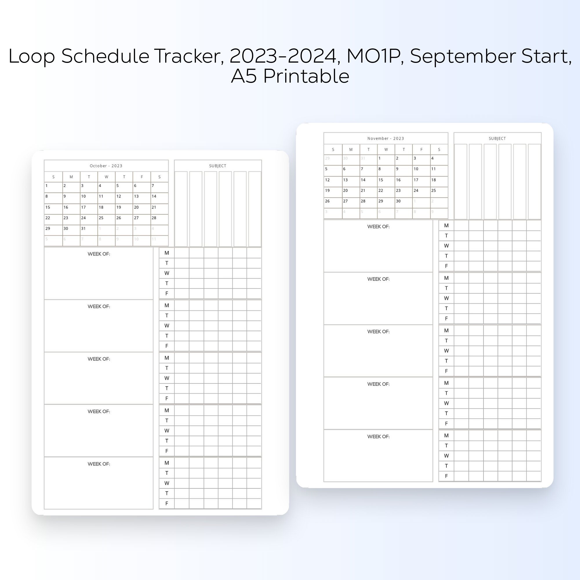 Loop Schedule Tracker 2023-2024 MO1P A5 Printable - Etsy
