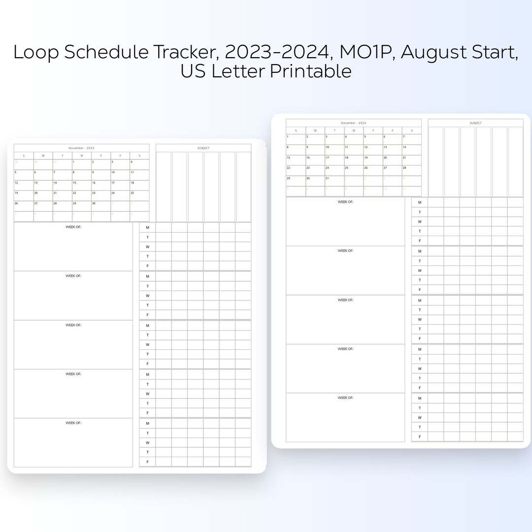 Loop Schedule Tracker, 2023-2024, MO1P, US Letter Printable - Etsy