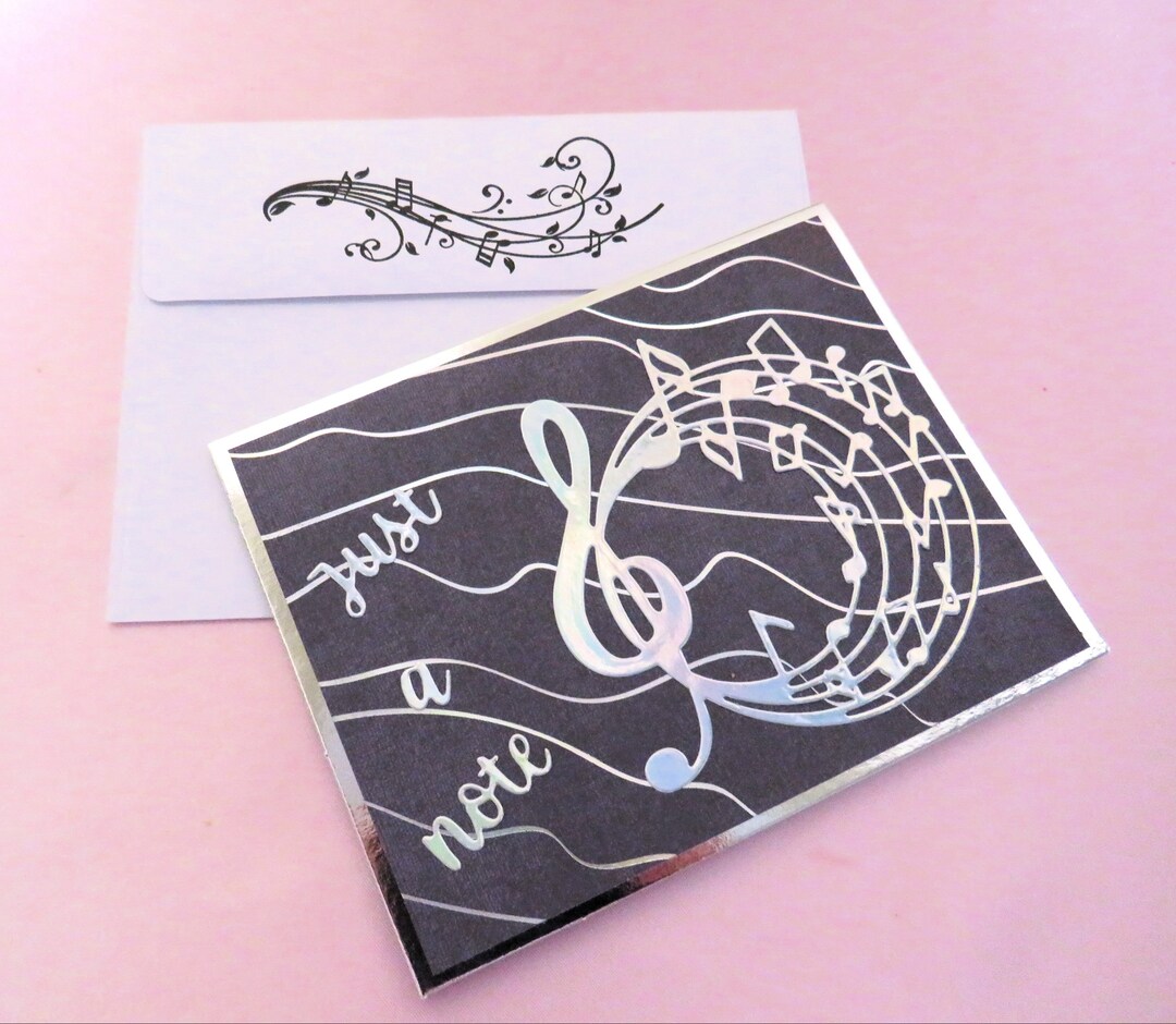 Just A Note Card Thank You Card for Customer Music Note Card Raised G ...