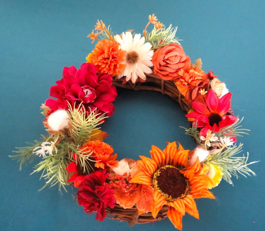 Small Fall Wreath 8 X 7.5 X 4 Colorful Autumn Accent Thanksgiving ...