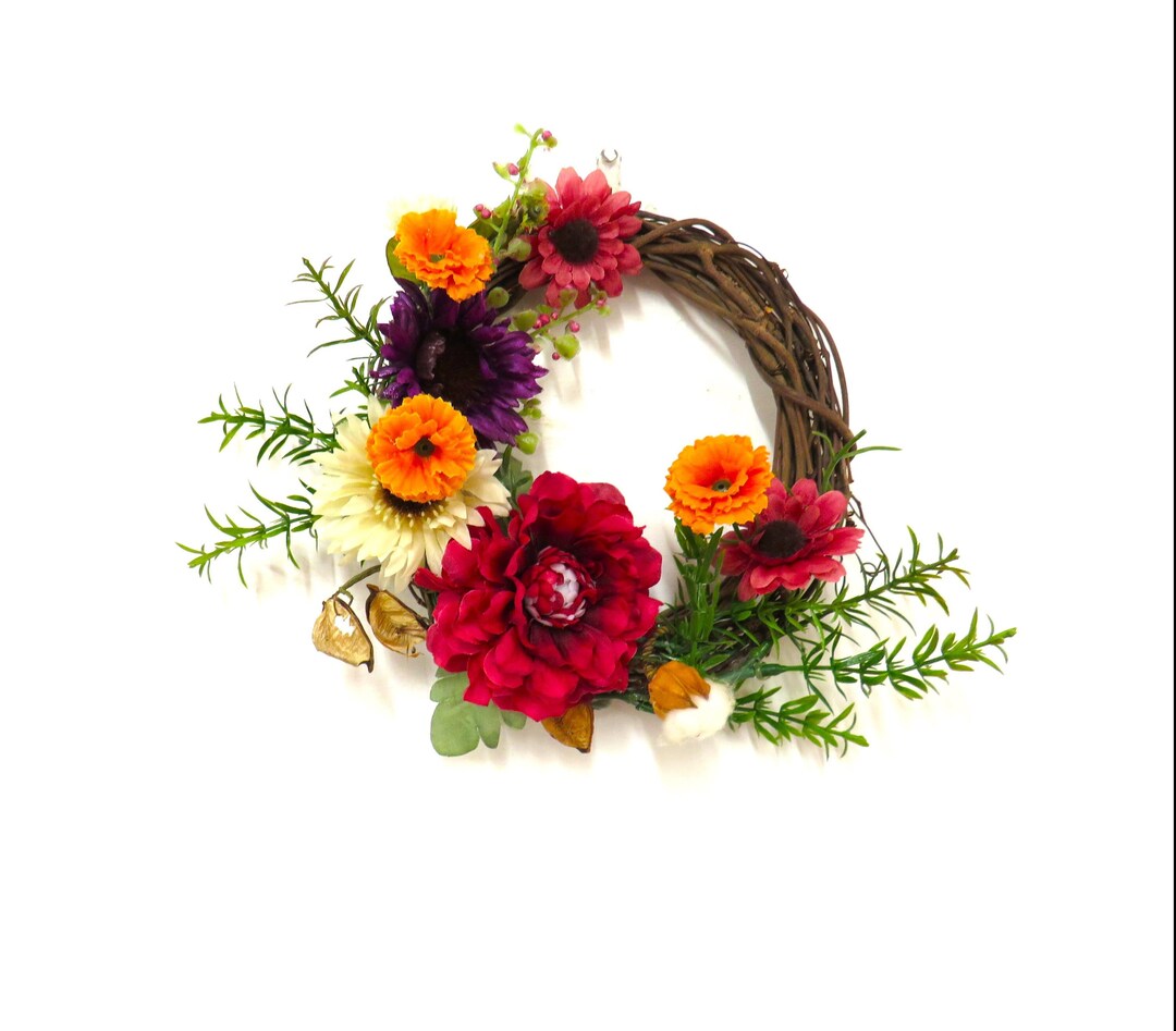 Small Fall Wreath 8 X 7.5 X 4 Colorful Autumn Accent Thanksgiving ...
