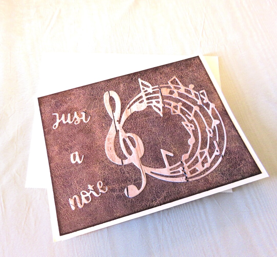 Masculine Just A Note Card Leather Like Cardstock Paper Creme and Tan ...