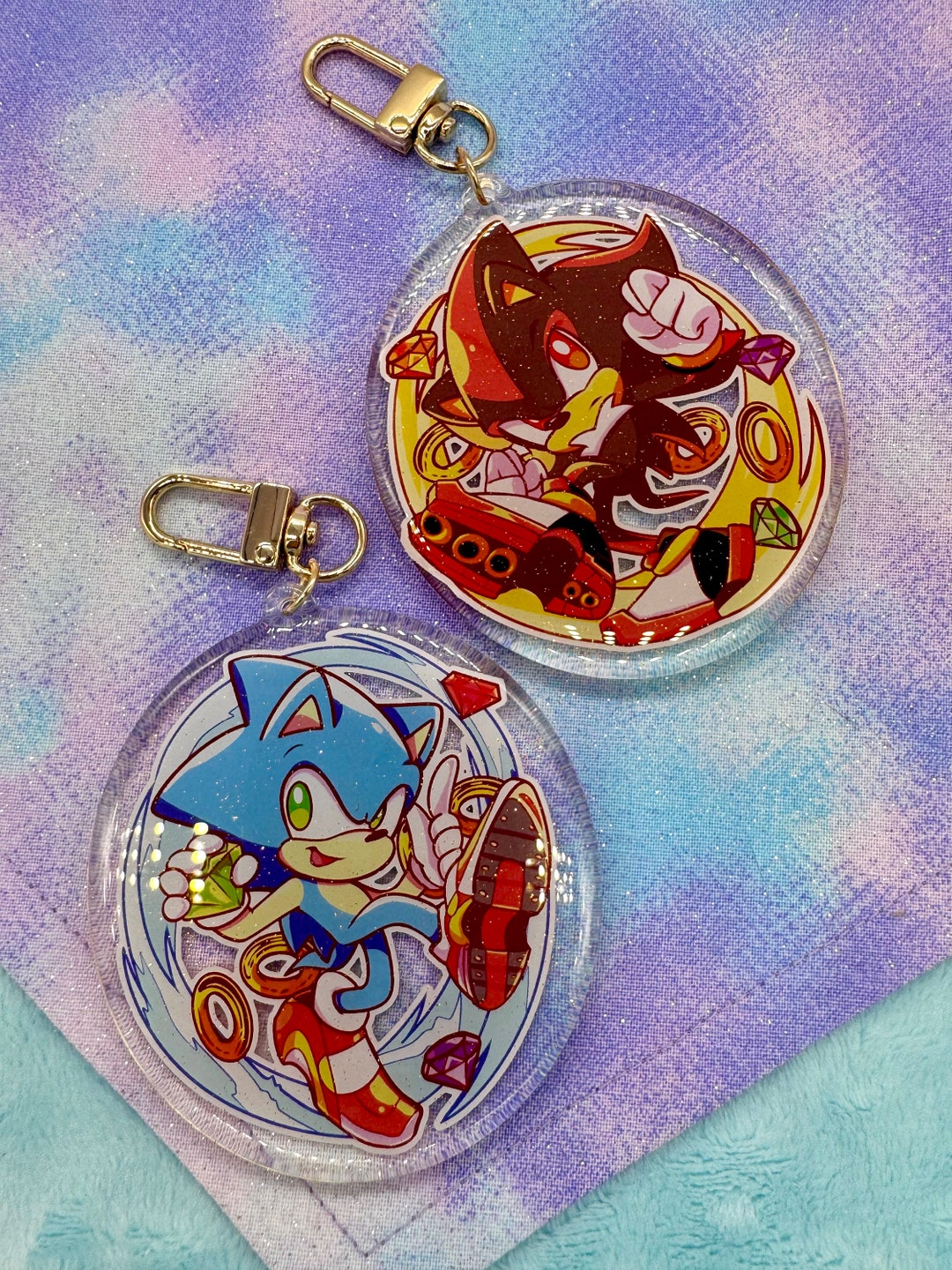 Sonic and Shadow Keyring - Etsy