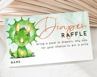 Instant Download Dinosaurs Diaper Raffle Insert Card Printable T-rex ...