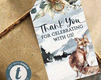 Woodland Fox Gift Tags Thank You Baby Shower Favor Tags | Etsy