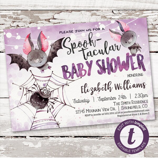 Bats Baby Shower Invitation - Etsy