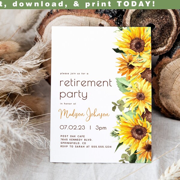 Sunflower Invitation - Etsy