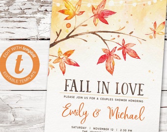 Fall in Love Rustic Couples Shower Invitation - Etsy