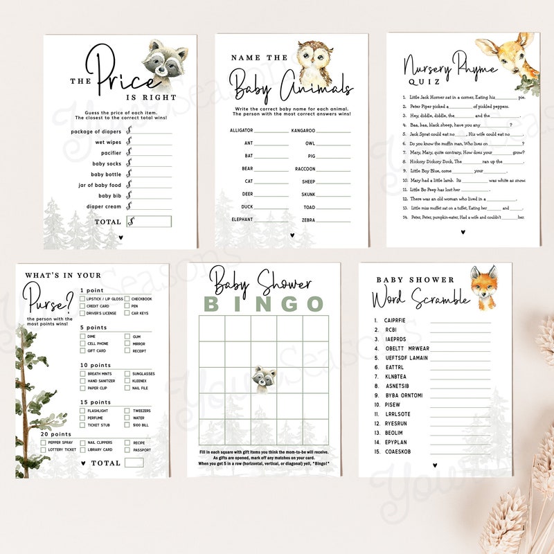 Woodland Baby Shower Games - Etsy