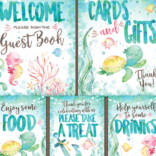 Ocean Baby Shower Table Signs Package Nautical Printable - Etsy