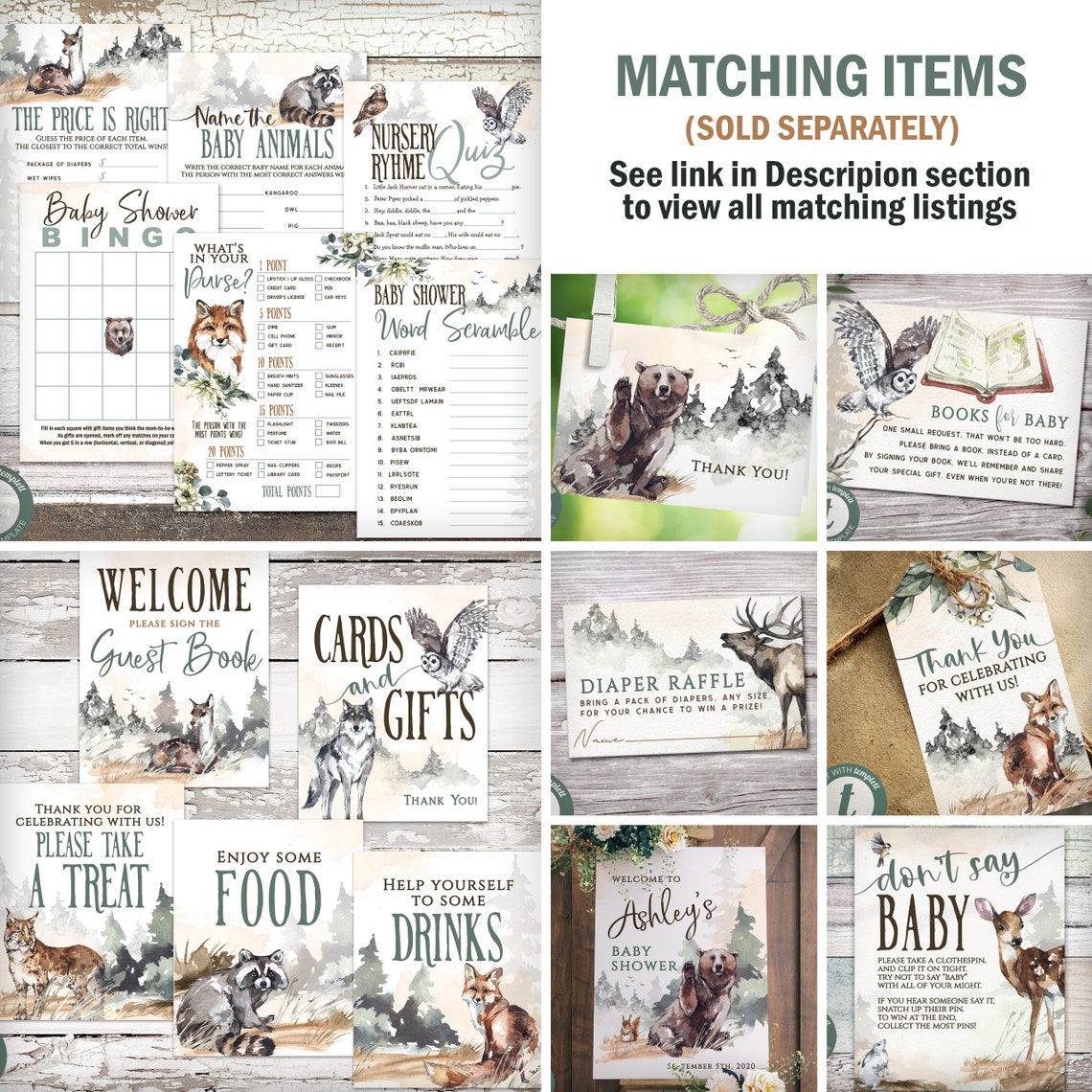 Woodland Boy Baby Shower Invitation Elk Forest Animals - Etsy