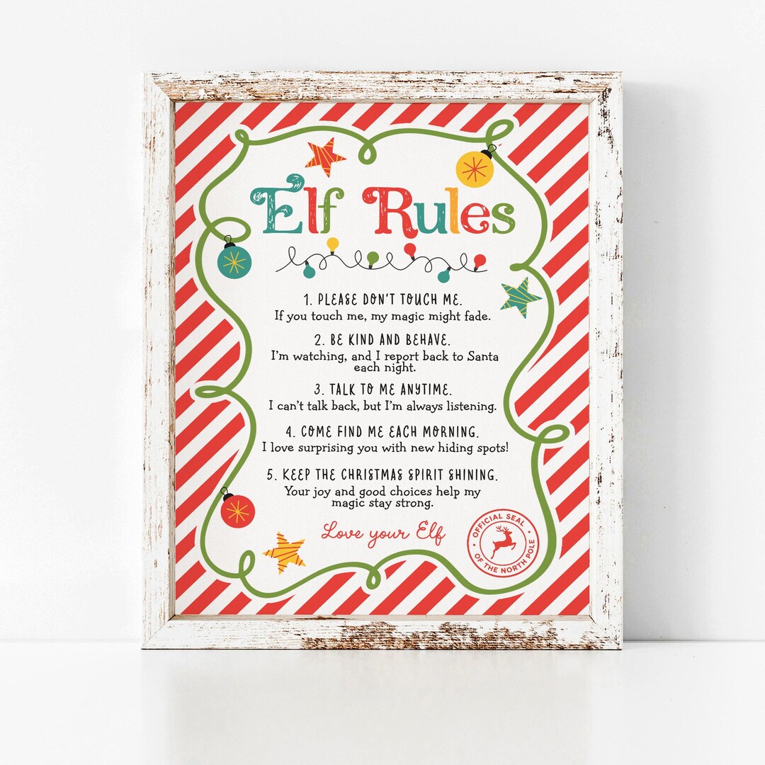 Elf Rules Printable Sign – Editable Elf Template for Christmas Magic - Etsy