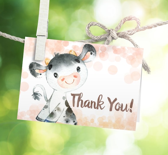 Cow Thank You Cards Farm Printable INSTANT DOWNLOAD Digital | Etsy