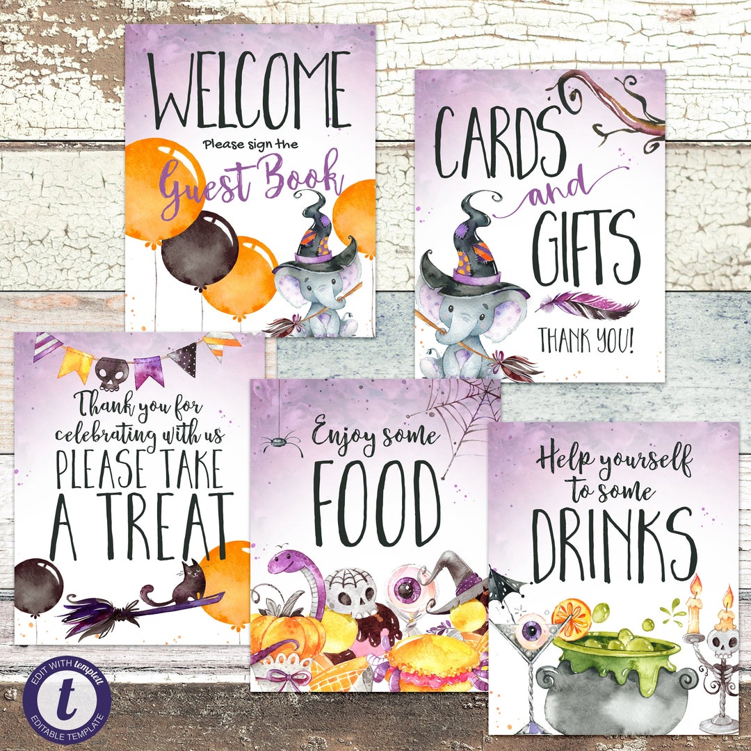 Baby Shower Table Signs Package, Halloween Printable INSTANT DOWNLOAD ...
