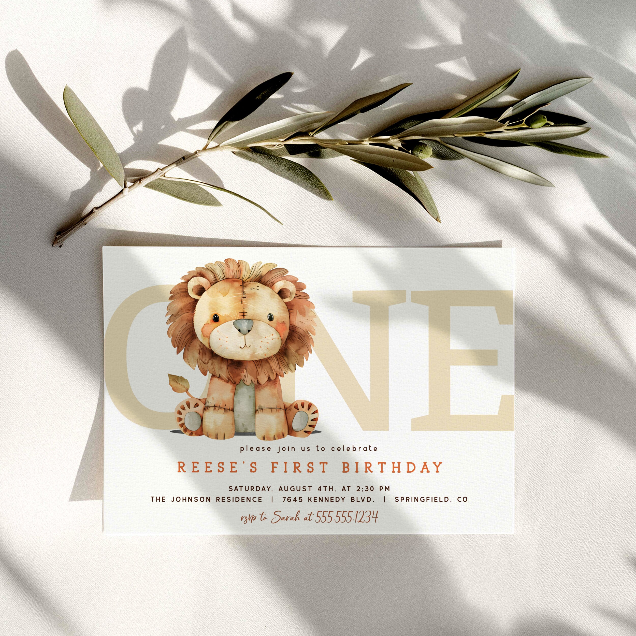 Editable Lion Birthday Invitation, Corjl Editable Template DIGITAL ...