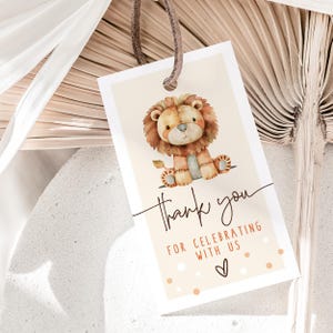 Lion Favor Tag, Baby Shower or Birthday Thank You, Editable Template ...