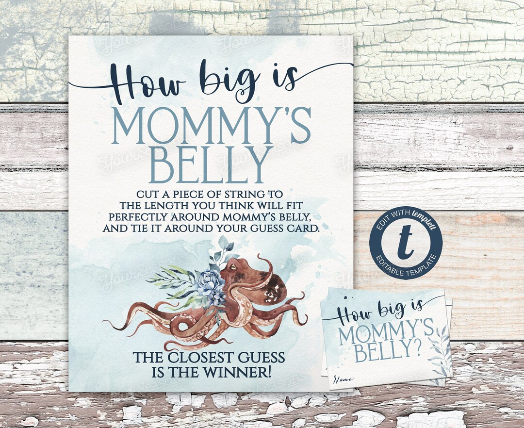 Octopus Baby Shower Game: How Big is Mommy's Belly (digital Download ...