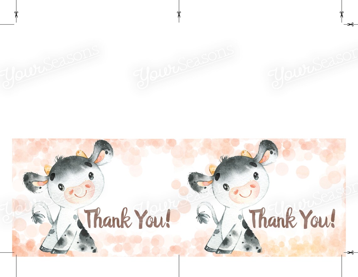 Cow Thank You Cards, Farm Printable INSTANT DOWNLOAD Digital File - 04h ...