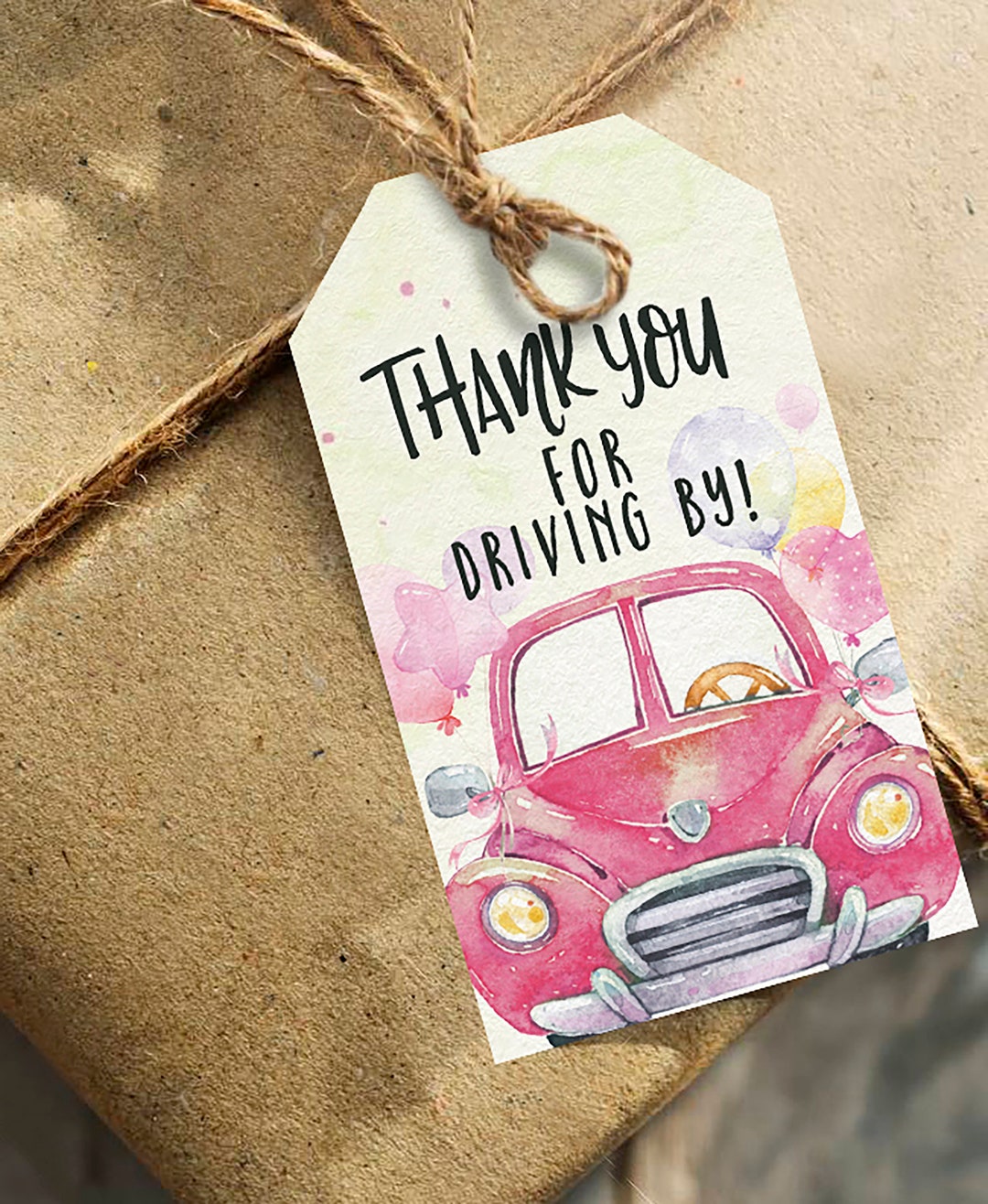 Drive by Baby Shower Gift Tags, Pink Thank You Favor Tags Printable ...